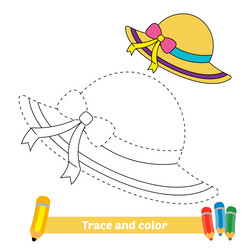 Trace and color for kids hat Royalty Free Vector Image