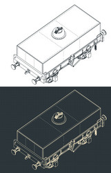 Rectangular tar tank wagon blueprints Royalty Free Vector