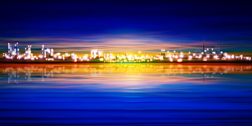 Painted sunset on the sea Royalty Free Vector Image