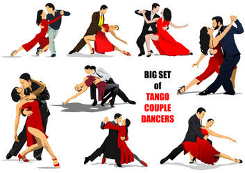 Couple dancing a tango hand drawn colored 3d Vector Image
