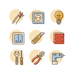 Home repair electric flat icons set Royalty Free Vector