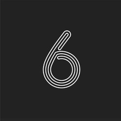 Number six lilac colored logo in glassmorphism Vector Image