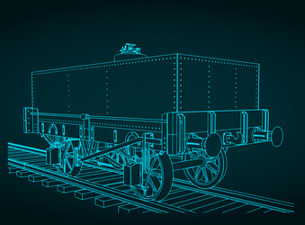 Rectangular tar tank wagon blueprints Royalty Free Vector