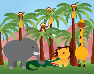 Jungle animals cartoon 7 Royalty Free Vector Image