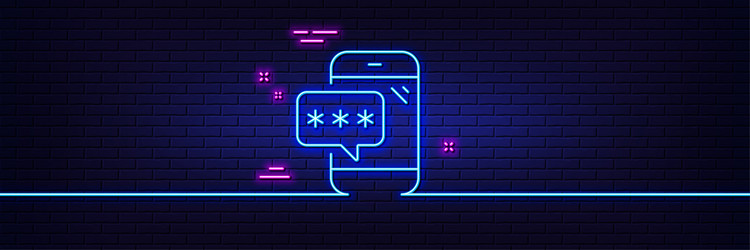 Phone password line icon cyber defence sign neon Vector Image