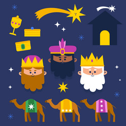 Reyes magos design elements set isolated on white Vector Image
