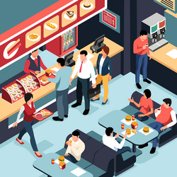 Isometric food court Royalty Free Vector Image