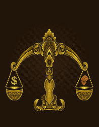 Hand drawn antique scales engraving style Vector Image