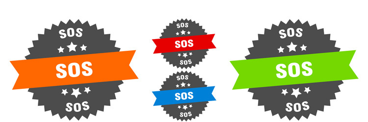 Sos sticker sos label Royalty Free Vector Image