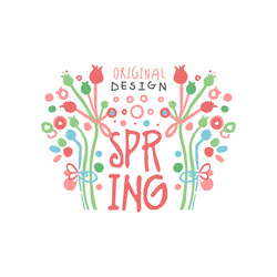 Spring logo template original design with floral Vector Image