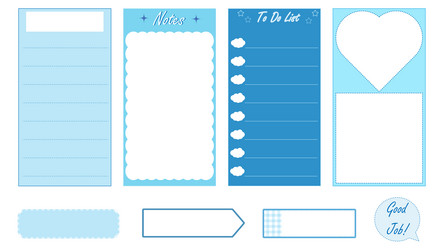 Set of the cute blue notepad template printable Vector Image