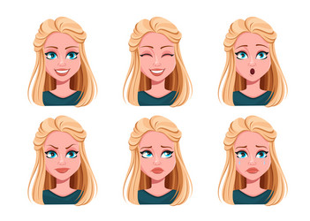 Woman expressions set Royalty Free Vector Image