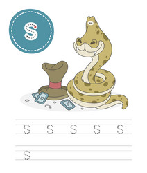 Funny snake and letters s Royalty Free Vector Image
