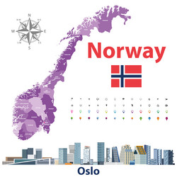 Norway map with administrative divisions Vector Image