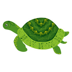 Green scandinavian turtle with painted Royalty Free Vector