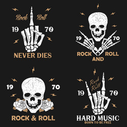 Rock music print vintage label t-shirt print Vector Image