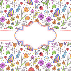 Hello card with decorative floral frame Royalty Free Vector