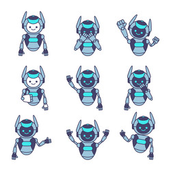 Robot mascot character cartoon pose set Royalty Free Vector