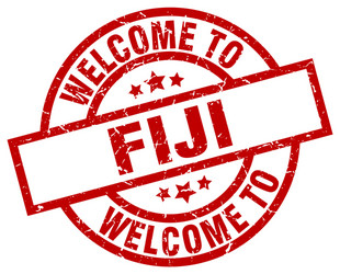 Welcome to fiji red round vintage stamp Royalty Free Vector