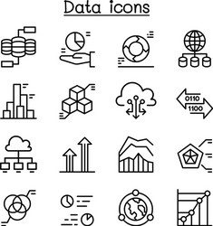 Process data analysis icon set in thin line style Vector Image