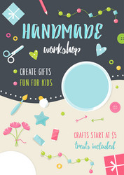 Handmade tutorials and workshops banner crafts Vector Image
