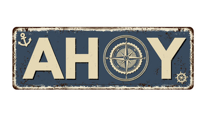 Harbor vintage rusty metal sign Royalty Free Vector Image