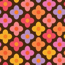 Checkered warped retro flowers seamless pattern Vector Image