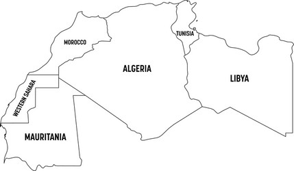 Map maghreb countries - northwest africa states Vector Image