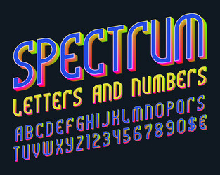Spectrum colored letters and numbers Royalty Free Vector