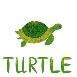Green scandinavian turtle with painted Royalty Free Vector