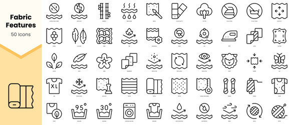 Set of fabric features icons simple line art Vector Image
