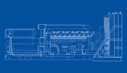 Diesel generator blueprints Royalty Free Vector Image