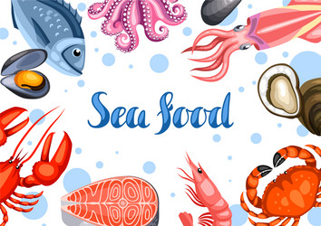 Background with various seafood Royalty Free Vector Image