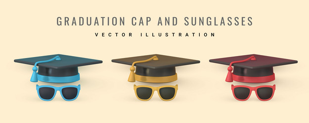 Cute cartoon graduation cap and diploma education Vector Image