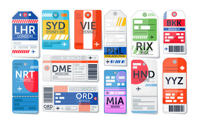Baggage tags retro tickets for travellers luggage Vector Image