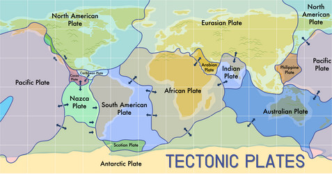 Map of tectonic plates and boundaries Royalty Free Vector