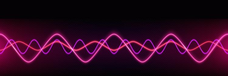 Neon audio voice frequency wave and abstract light