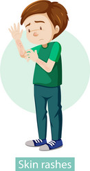 Cartoon character with skin rashes symptoms Vector Image