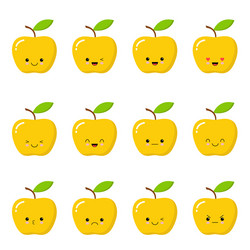 Cute happy apple with eyes and face Royalty Free Vector