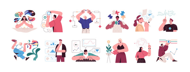 Types of thinking and mental mindset Royalty Free Vector