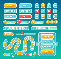 Space game menu buttons interactive icons Vector Image