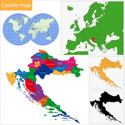 Croatia administrative divisions detailed map Vector Image