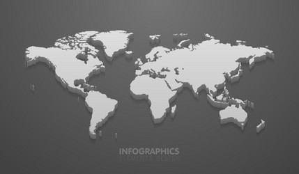 Greyscale world map on black background Royalty Free Vector