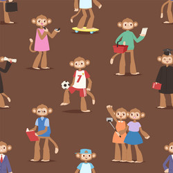 Monkey man making good sign like people cartoon Vector Image