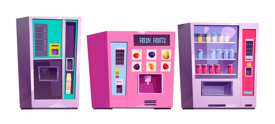 Vending machine cartoon set Royalty Free Vector Image