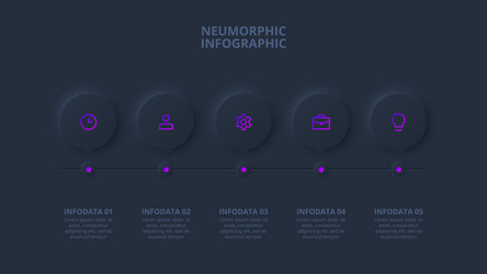 Dark neumorphic infographic timeline design Vector Image