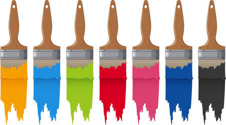 Six different colors on big paintbrushes Vector Image