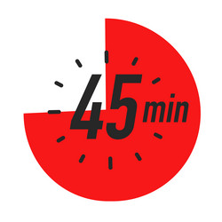 45 timer minutes symbol black style with arrow Vector Image