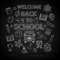 Back to school doodles in chalkboard background Vector Image