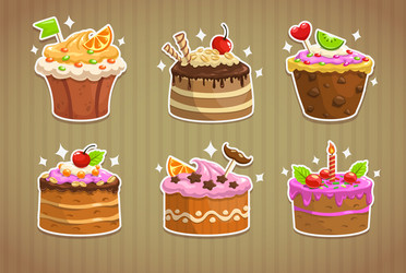 Delicious sweets and desserts set ice cream cake Vector Image